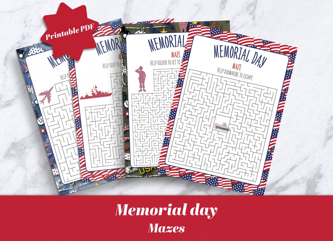 Memorial Day Maze Game for Kids / Patriotic Maze /printable Memorial ...