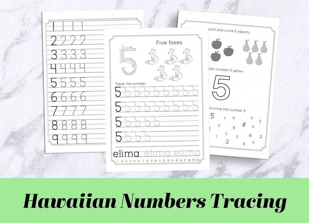 Hawaiian Numbers Tracing Worksheets Pdf / Preschool Worksheets ...