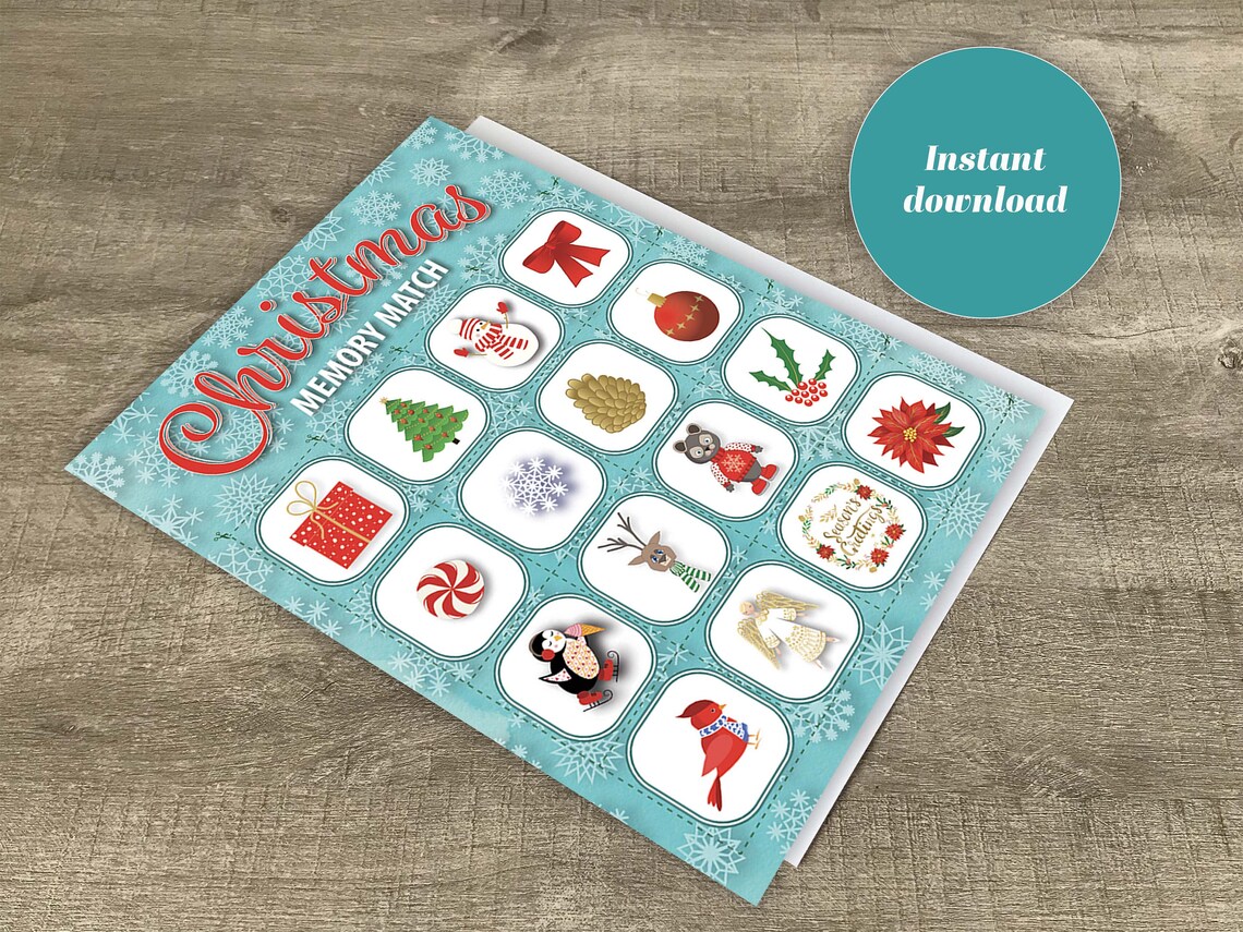 Christmas Memory and Matching Game Match up / Holiday Games / Printable ...