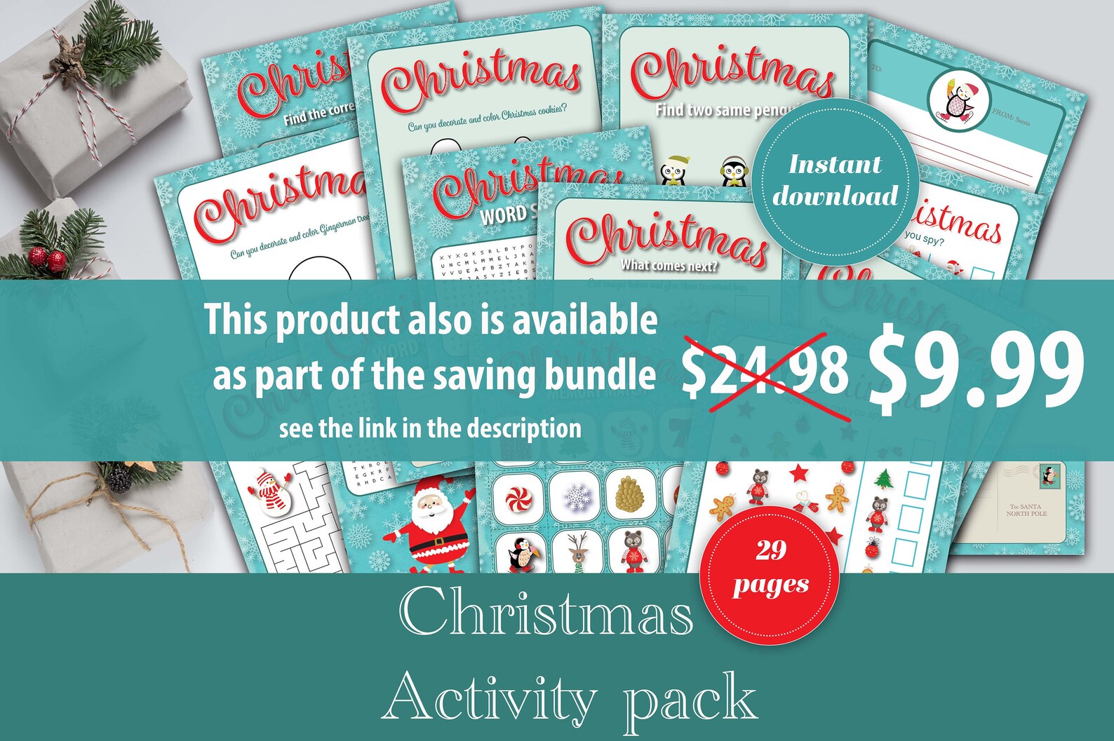 Christmas Memory and Matching Game Match up / Holiday Games / Printable ...