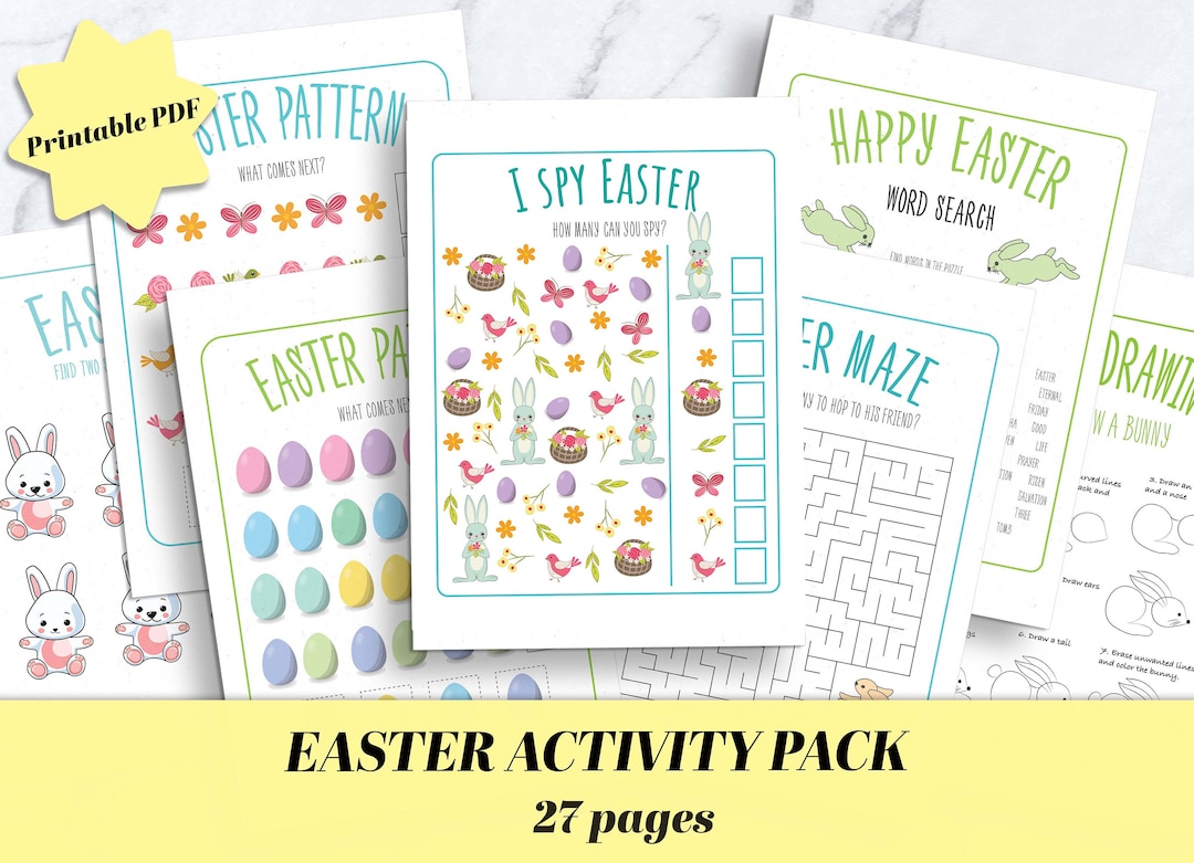 Easter Activity Pack for Kids Games Printable I Spy, Word Search, Word ...