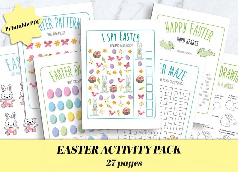 Easter Activity Pack for Kids Games Printable I Spy, Word Search, Word ...