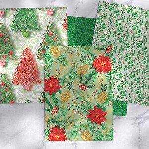 Christmas Digital Paper Green, Printable Paper Pack, Winter Digital ...