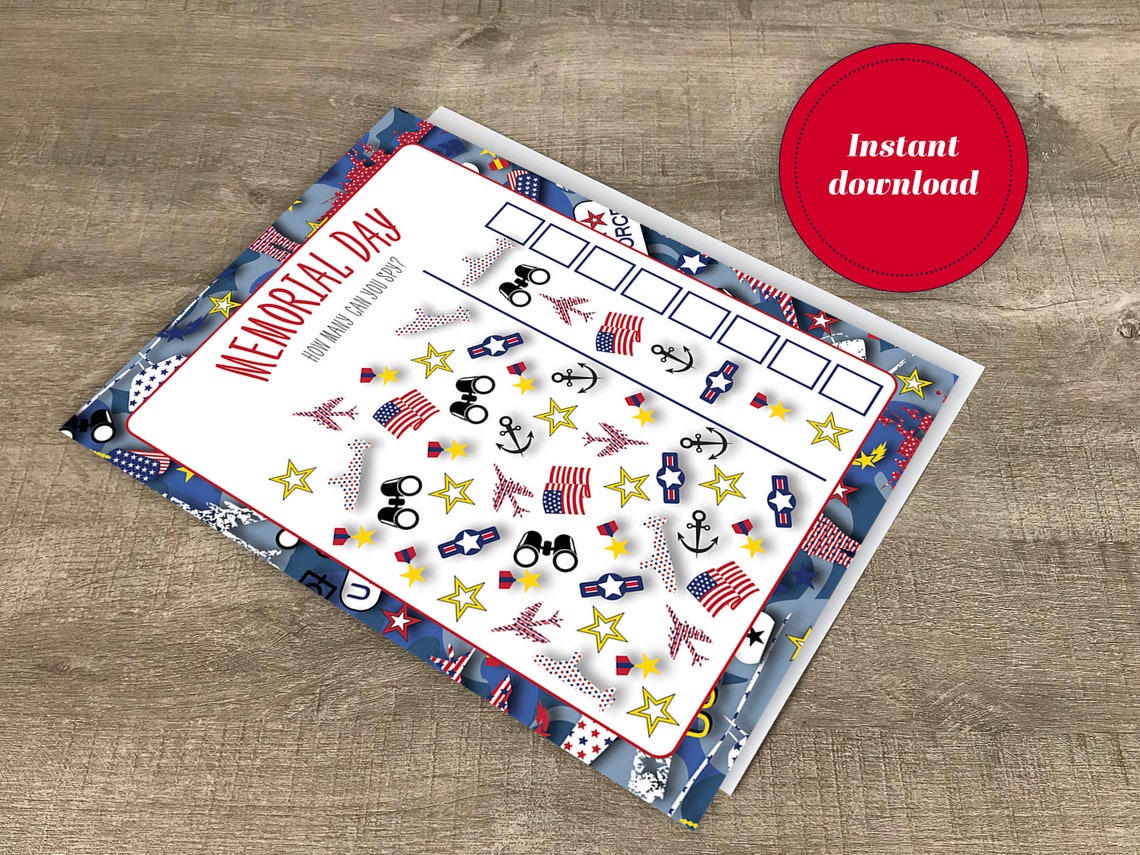 Memorial Day Patriotic I Spy Printable Pages Kids Activities Children's ...