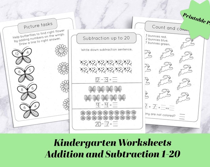 Kindergarten Math Worksheets. Picture Addition. Distance Learning ...