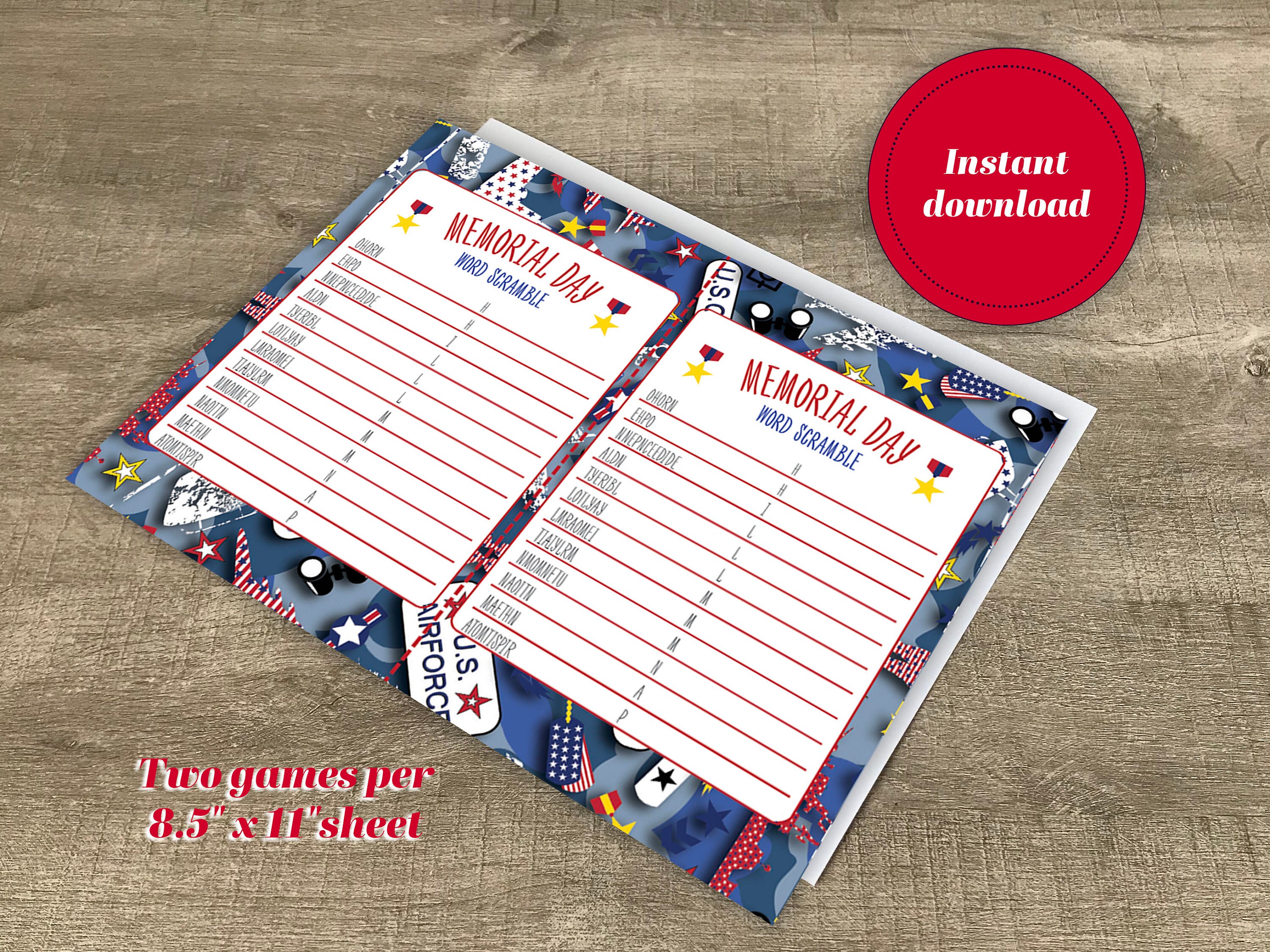 Memorial Day Word Scramble Match up Game / Patriotic Word Games ...