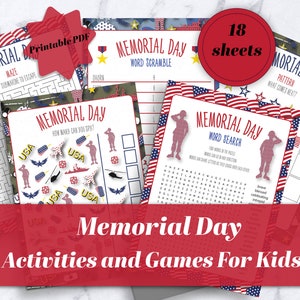 Memorial Day Activity Pack Kids Games Printable I Spy, Word Search ...