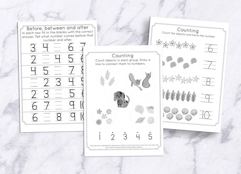 Preschool Counting Worksheets / Printable Pdf / Counting / More or Less ...