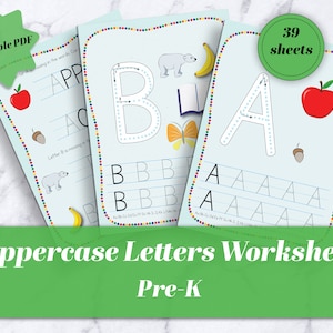 Uppercase Letters Printable Alphabet Tracing Handwriting Worksheets Pdf ...