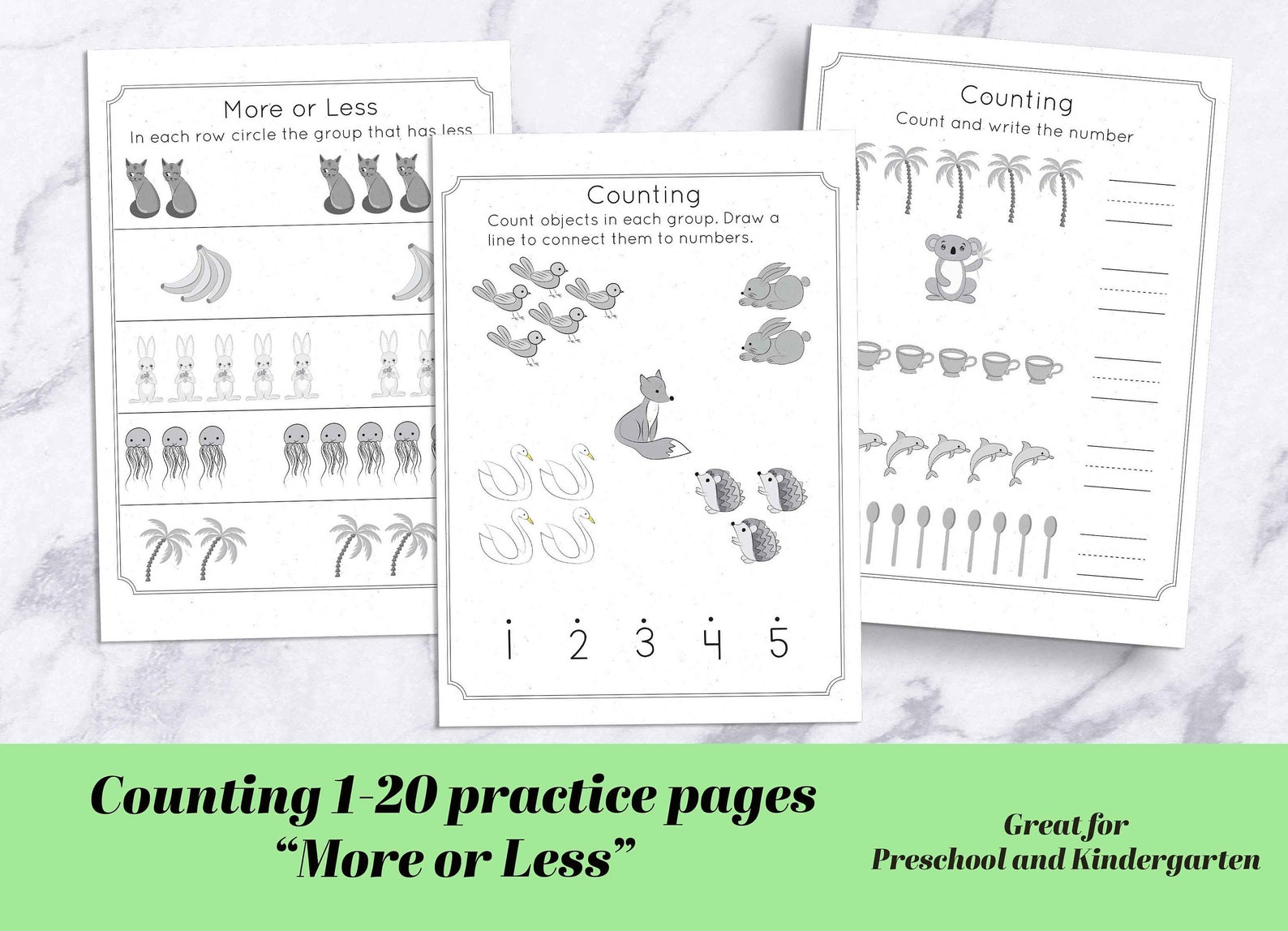 Preschool Counting Worksheets / Printable Pdf / Counting / More or Less ...