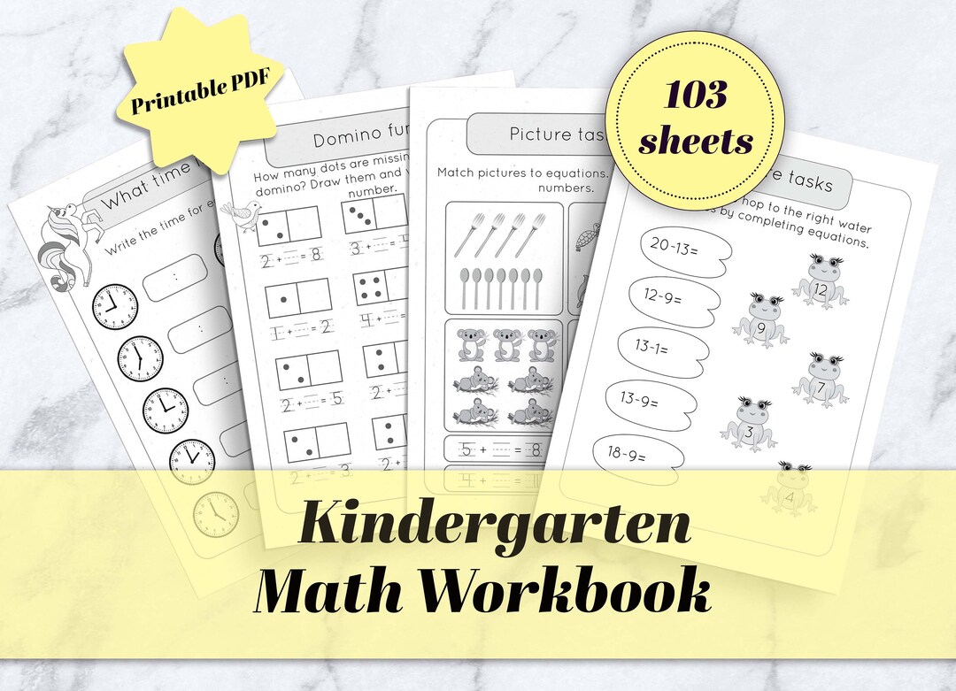Kindergarten Math Worksheets Bundle Busy Book Printable Digital ...