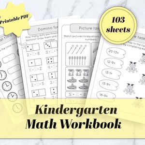 Kindergarten Math Worksheets Bundle Busy Book Printable Digital ...