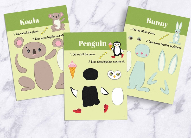 Cut and Glue Printable Toddler Activities Pdf / Animals Paper Craft ...