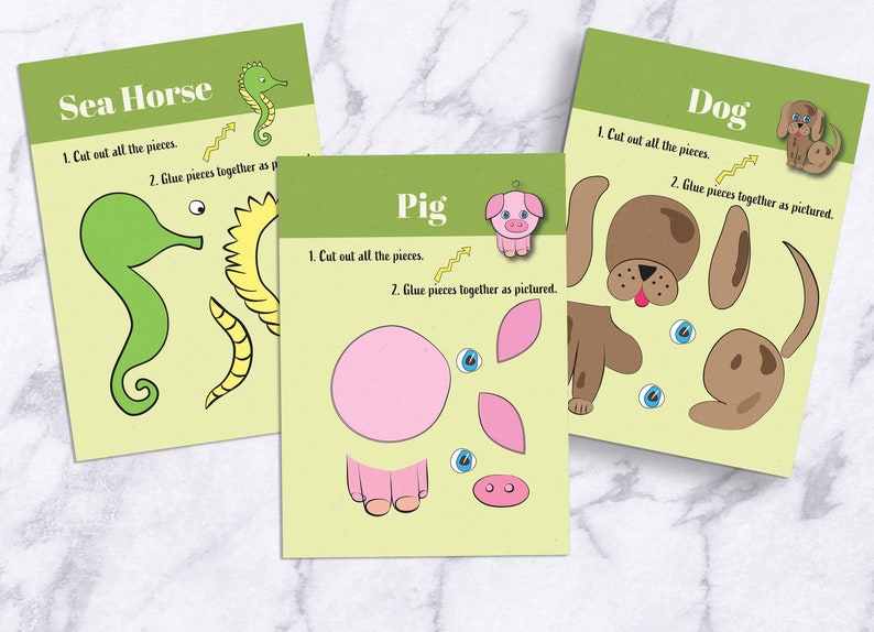 Cut and Glue Printable Toddler Activities Pdf / Animals Paper Craft ...