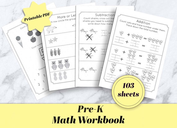 Math BUNDLE Printable Pre-k Kindergarten Worksheets Workbook - Etsy