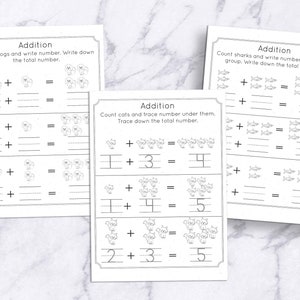Math BUNDLE Printable Pre-k Kindergarten Worksheets Workbook Addition ...