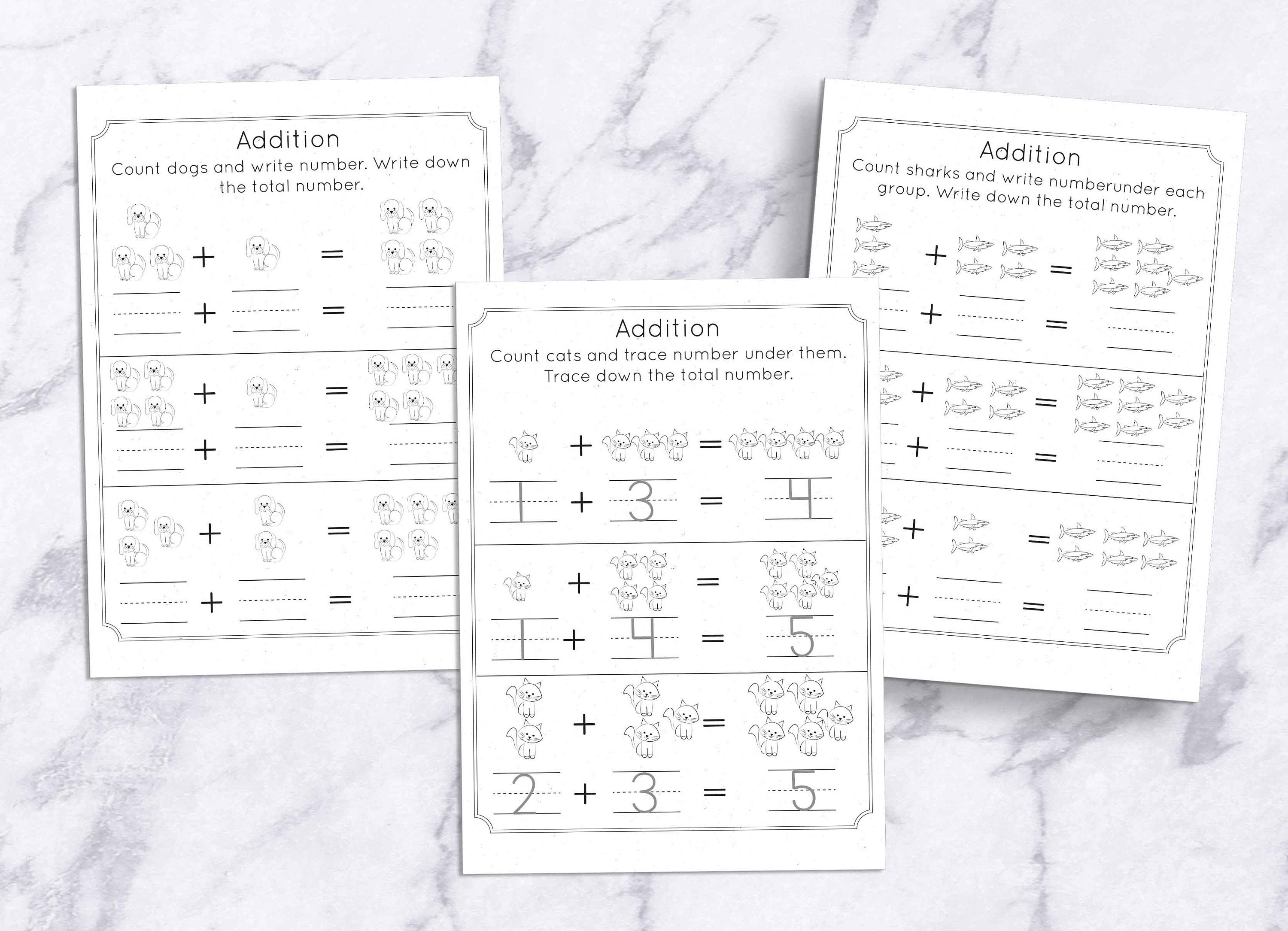 Math BUNDLE Printable Pre-k Kindergarten Worksheets Workbook Addition ...