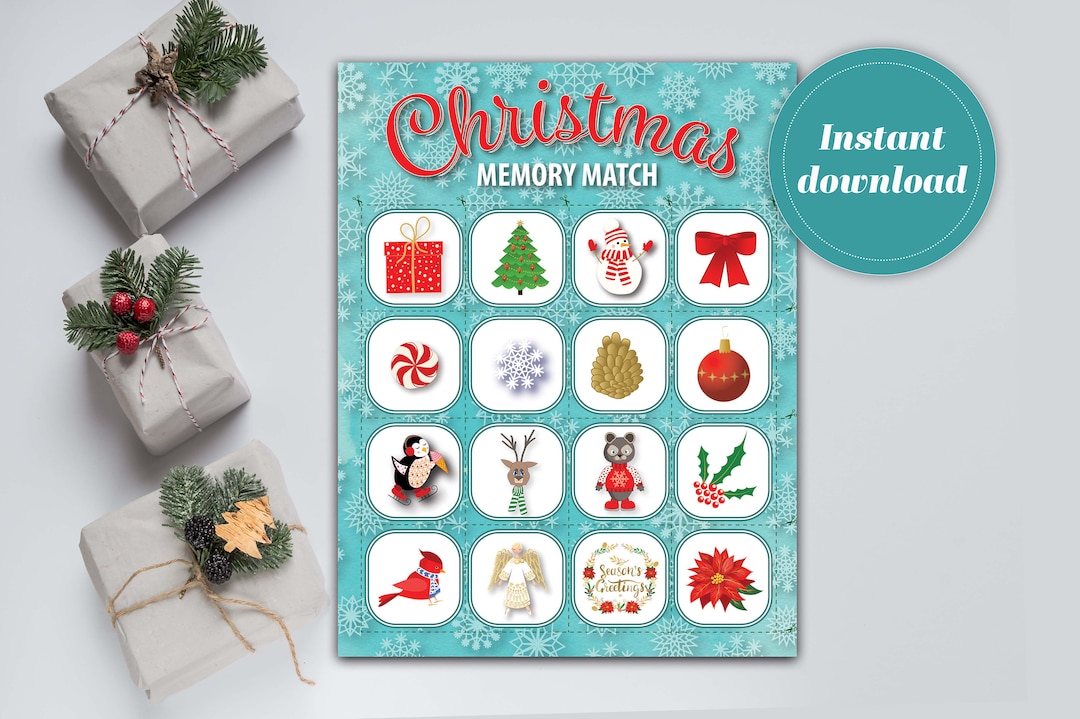 Christmas Memory and Matching Game Match up / Holiday Games / Printable ...
