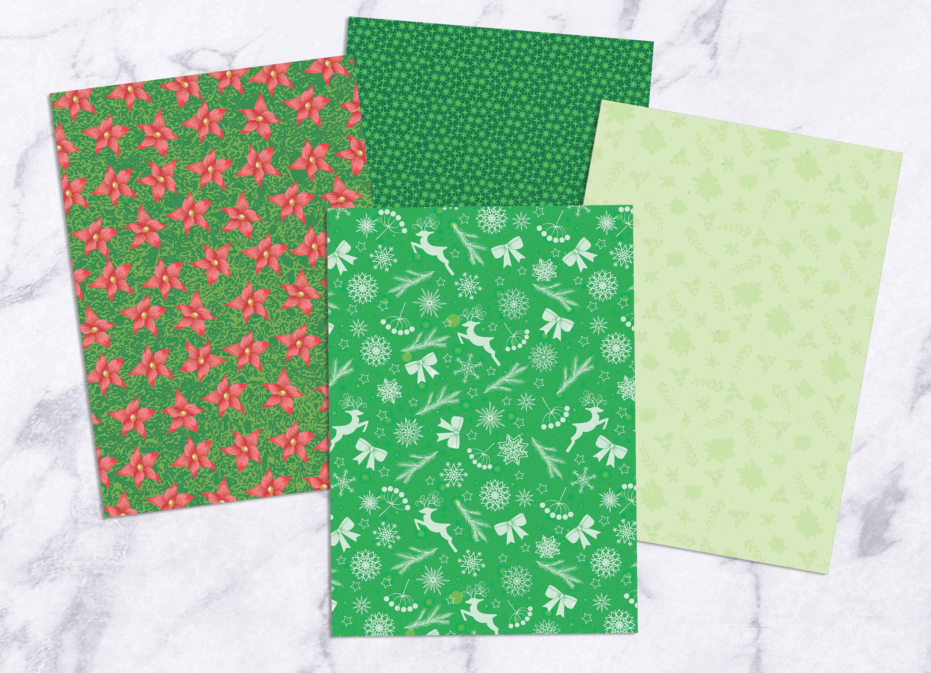 Christmas Digital Paper Green, Printable Paper Pack, Winter Digital ...