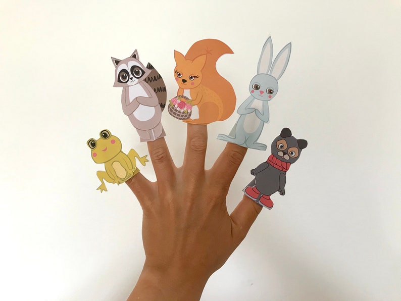 Woodland Animals Finger Puppets: Printable DIY Paper Toy (PDF) - Etsy