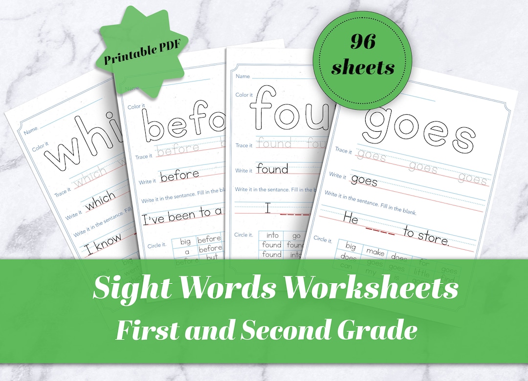 Sight Word Worksheets: Dolch List, First-second Grade (PDF Download) - Etsy