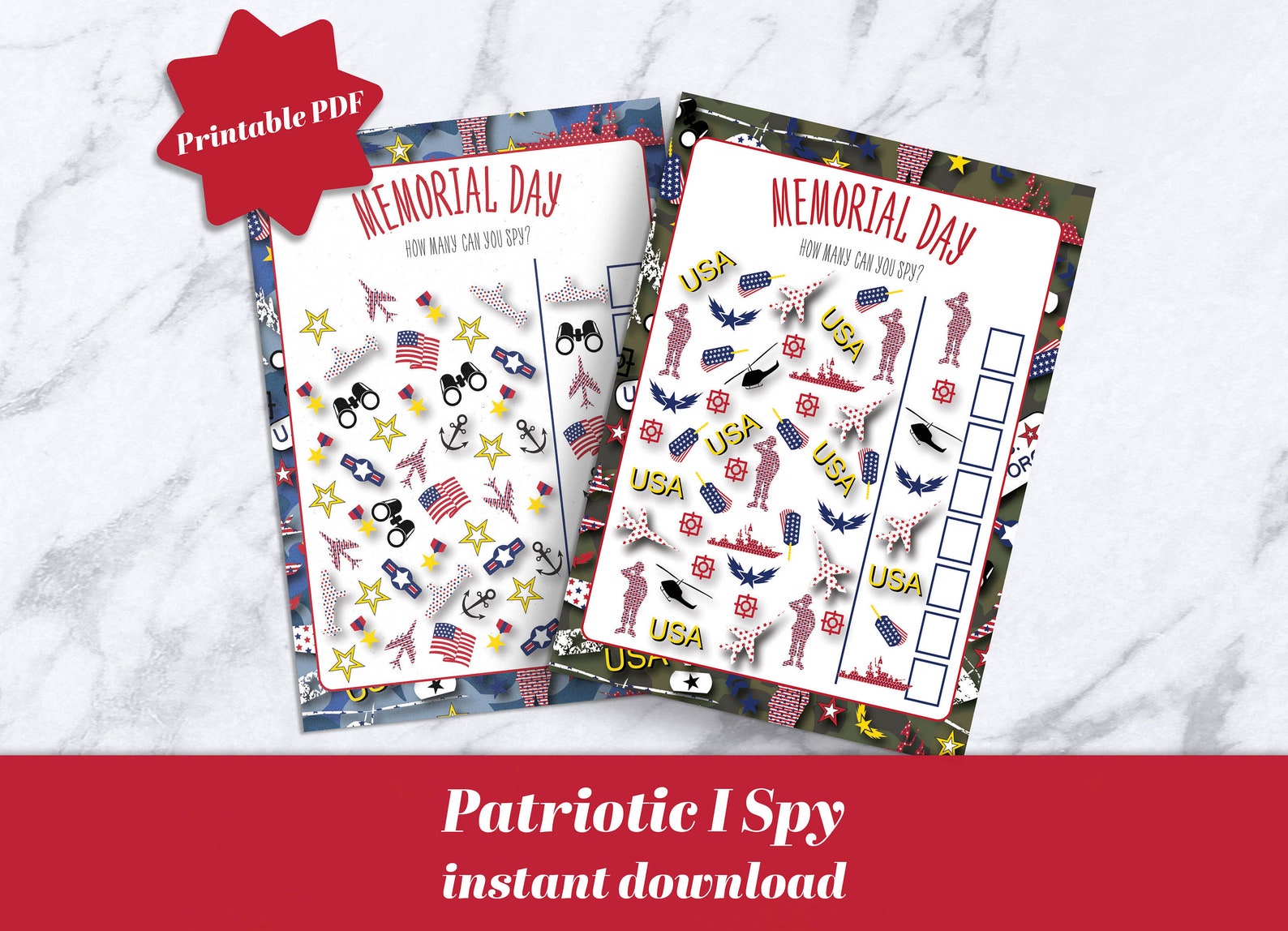 Memorial Day Patriotic I Spy Printable Pages Kids Activities Children's ...