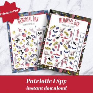 Memorial Day Patriotic I Spy Printable Pages Kids Activities Children's ...