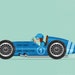 Blue Retro Racing Car – Digital Illustration Print - Etsy
