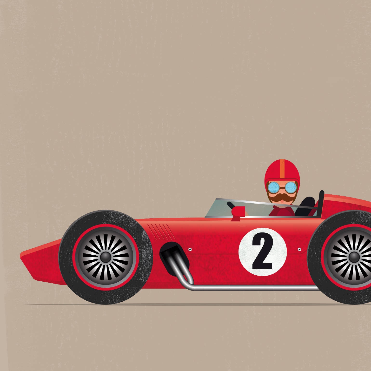 Red Retro Racing Car – Digital Illustration Print - Etsy