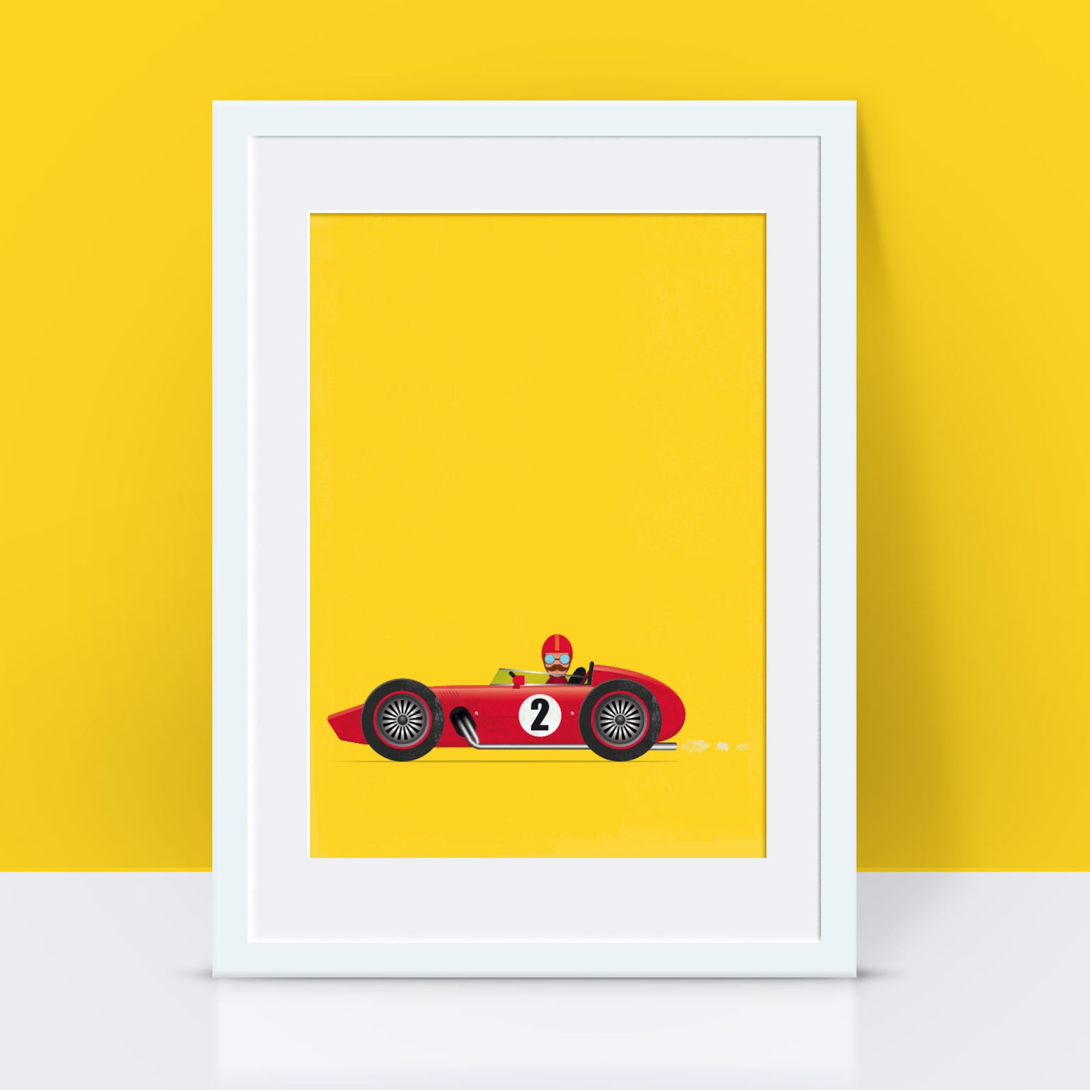 Red Retro Racing Car – Digital Illustration Print - Etsy