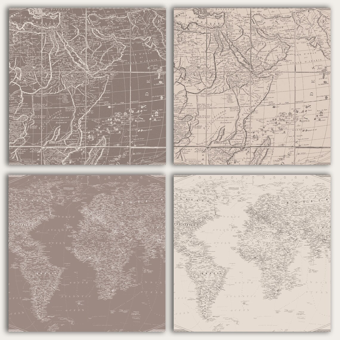 Brown Vintage Maps Digital Paper Pack Old Maps Printable | Etsy