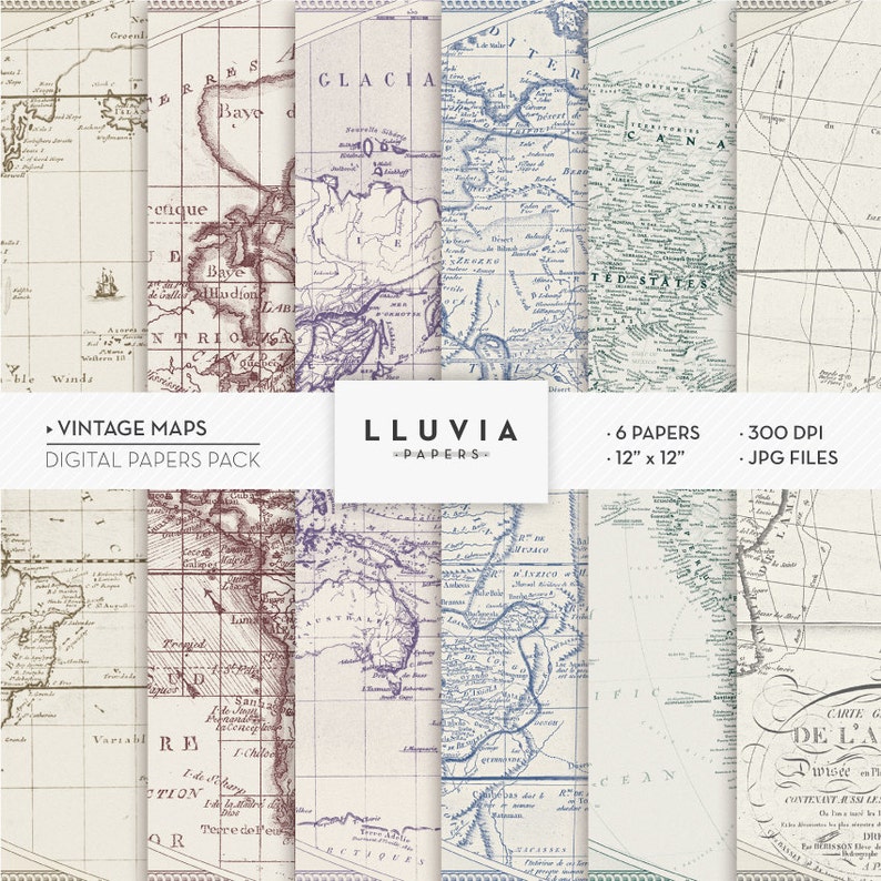 Vintage Maps Digital Paper Pack Old Maps Printable Paper | Etsy