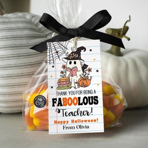 Faboolous Teacher Halloween Gift Tag Template, Printable Ghost Teacher ...
