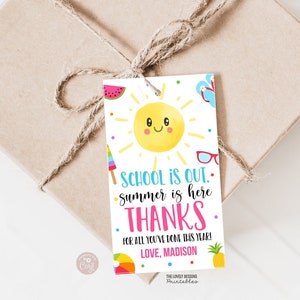 School is Out Summer is Here Thank You Gift Tag Teacher Appreciation ...