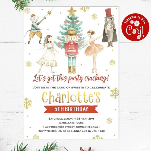 Editable Nutcracker Birthday Invitation Sugar Plum Fairy Etsy