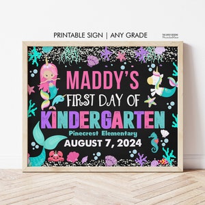Mermaid Unicorn First Day of School Sign, First of Kindergarten ANY ...