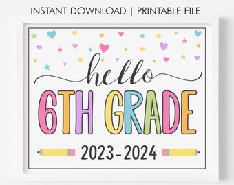 First Day of 6th Grade Sign First Day of School Sign - Etsy