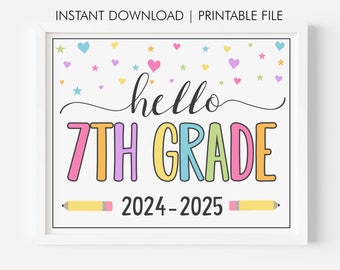 First Day of 7th Grade Sign First Day of School Sign 7th Grade Vibes ...