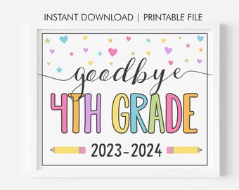 Last Day of 4th Grade Sign, Last Day of School, 4th Grade Chalkboard ...