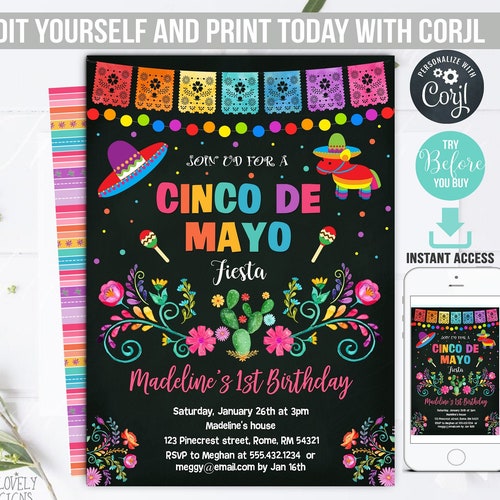 Editable Cinco De Mayo Party Invitation Instant Download - Etsy