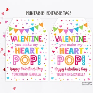 Editable Pop It Valentine's Day Tag You Make My Heart Pop Tag Valentine ...