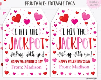 Hit the Jackpot Working With You Valentine's Day Tag Lucky Lottery ...