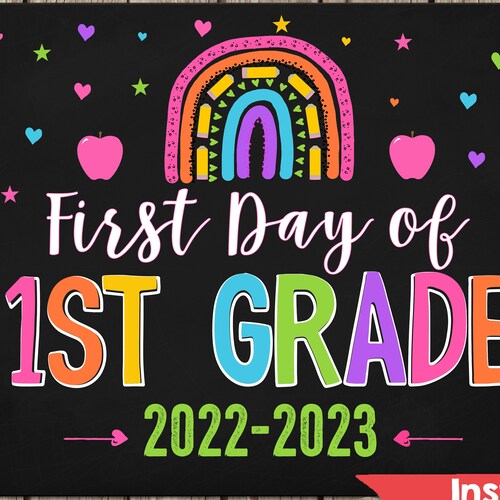 Boho Rainbow First Day of School Sign Printable Girl Back to - Etsy