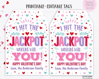 Hit the Jackpot Working With You Valentine's Day Tag Lucky Lottery ...