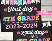 Girl First Day and Last Day of 4th Grade Sign Set Printable - Etsy