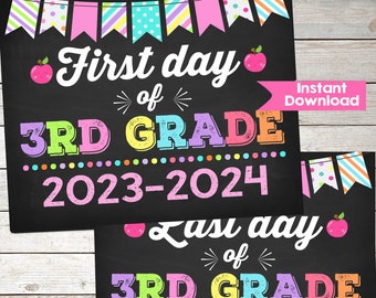 Girl First Day of First Grade Sign Printable Back to School - Etsy