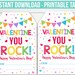 You Rock Valentine's Day Gift Tags, Kids Classroom Pop Rocks Printable ...