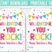 You Rock Valentine's Day Gift Tags, Kids Classroom Pop Rocks Printable ...