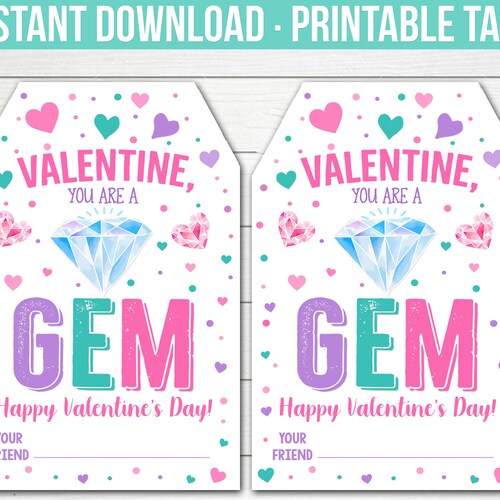 Gem Valentine Tag You Are a Gem Valentine's Day Pop Tag - Etsy