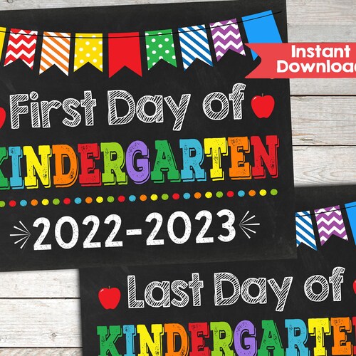 Girl First Day of Kindergarten Sign Printable Back to School - Etsy